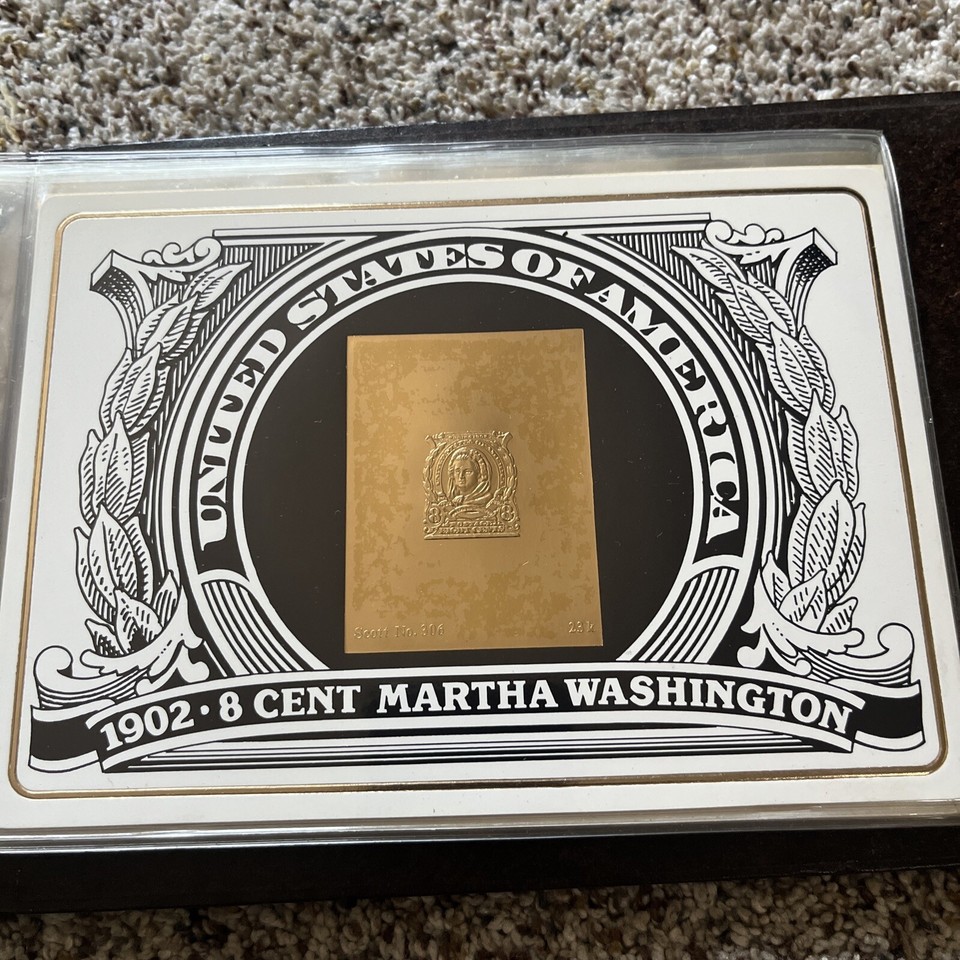 23 Karat Gold Proof Collection US Stamp Classics 33 Stamps W/COA 3.7g ...