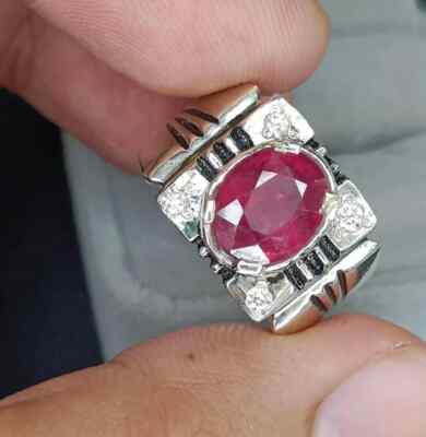 Mens Ruby Ring Yaqoot Rings 925 Silver Ring Gift For Him Mens Yaqoot ...