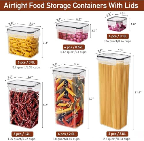 68 PCS Airtight Food Storage Containers With Lids BPA Free,6 Pack With ...