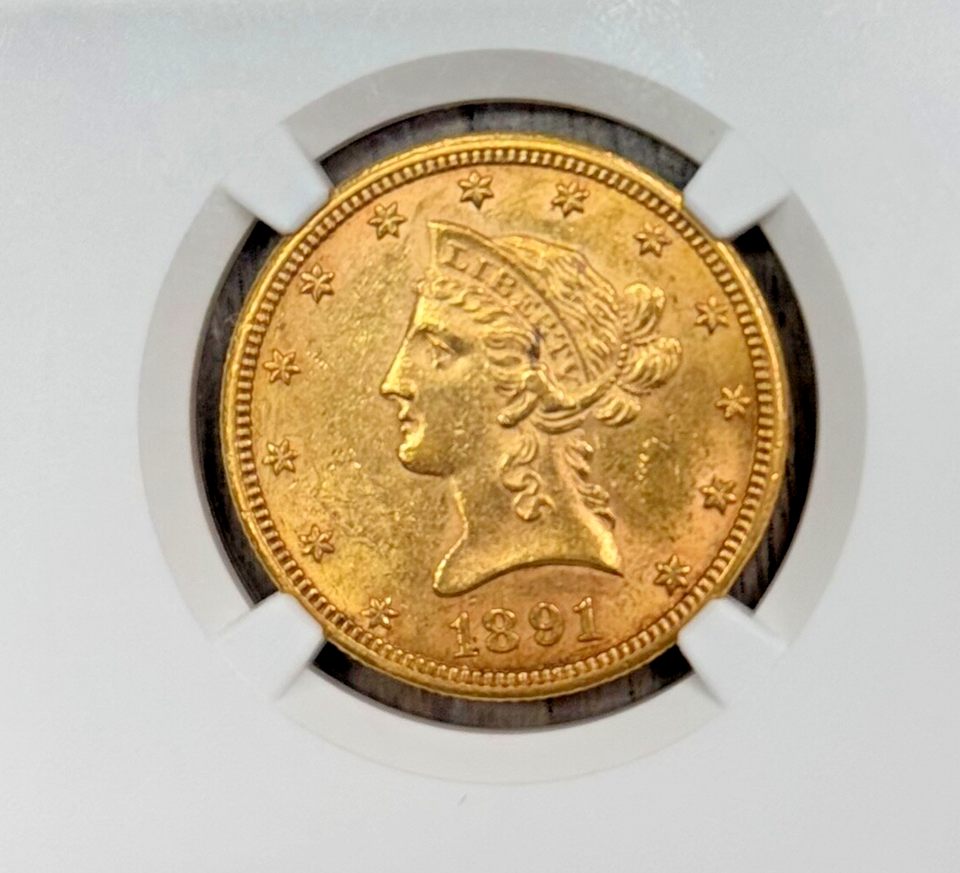1891 CC $10 Liberty Head Type 2 Gold Eagle NGC MS 61, Carson City Gold ...