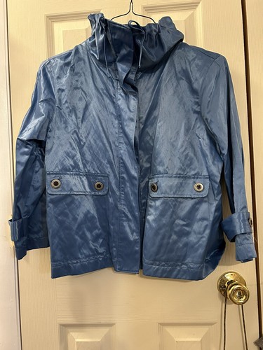 RUBY RD Solid Blue Shimmer Button Up Lightweight Jacket Women’s Size 8 ...