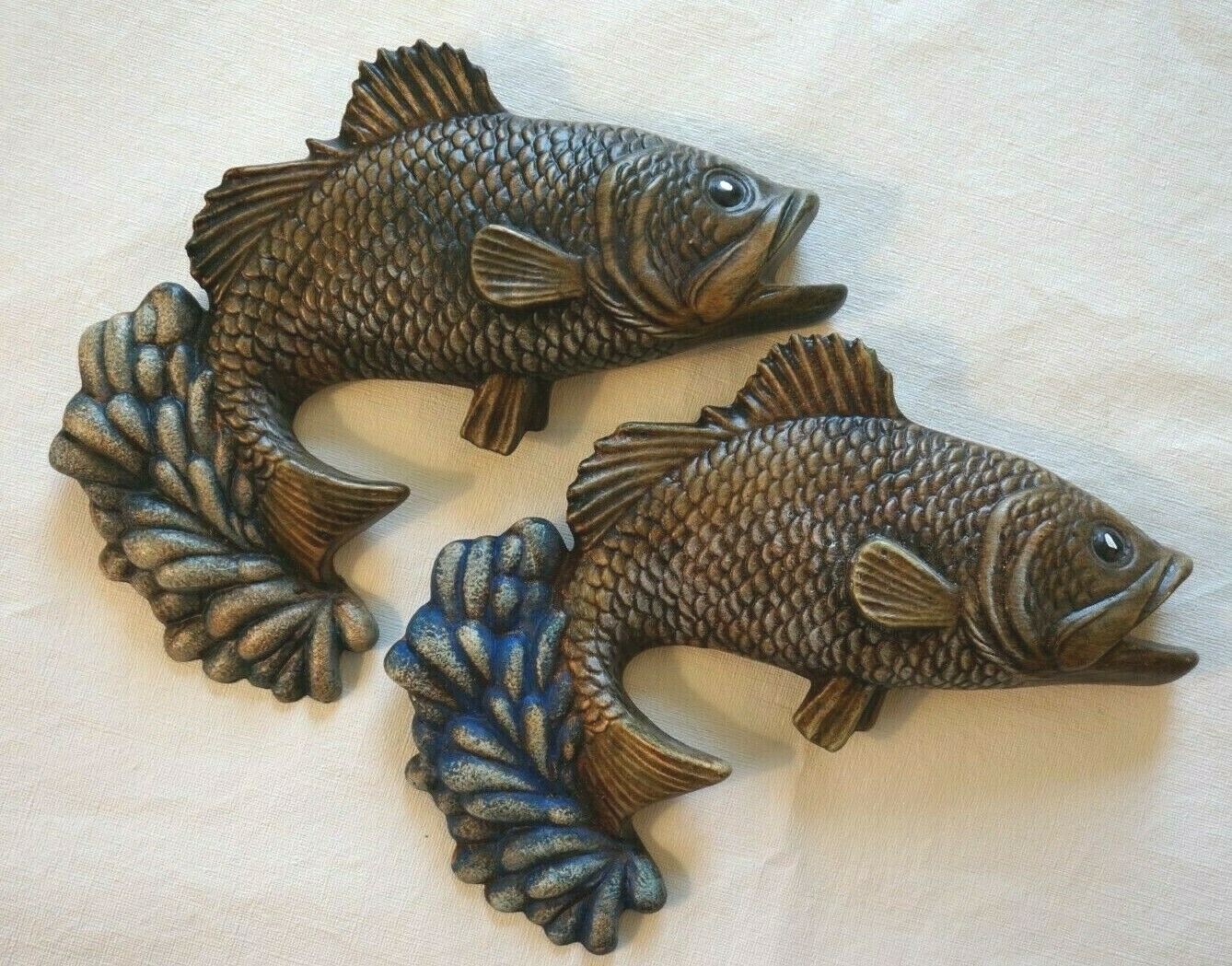 Ceramic Walleye Fish Wall Plaques - Pair - Fishing Man Cave Wildlife ...