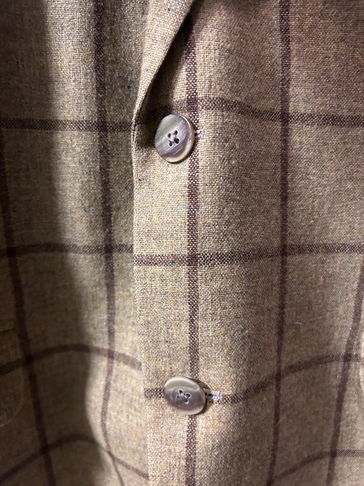 Maus & Hoffman Sz 42R Beige Windowpane Jacket Blazer Lambswool Cashmere ...
