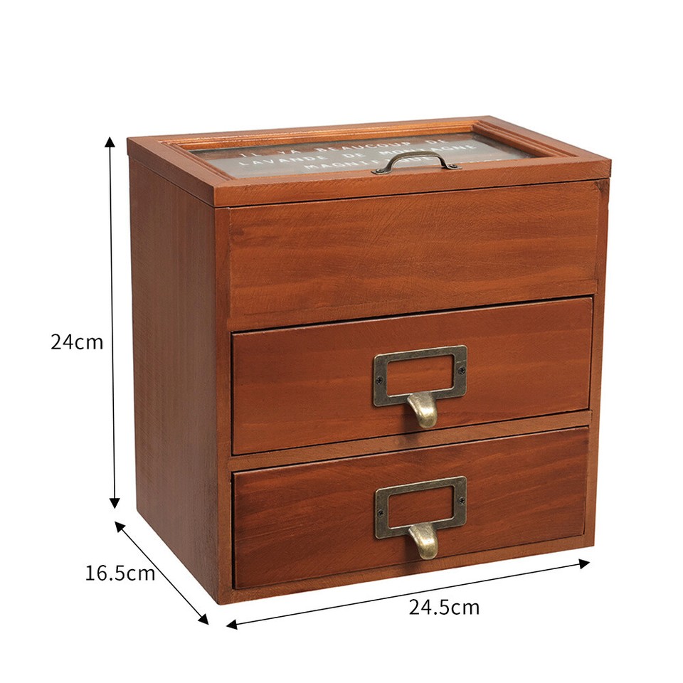 Small Desktop Wooden Storage Jewellery Trinket Box Cabinet Display ...