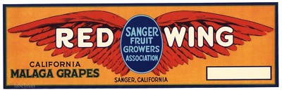 RED WING Brand, Sanger, California *AN ORIGINAL GRAPE CRATE LABEL* | eBay