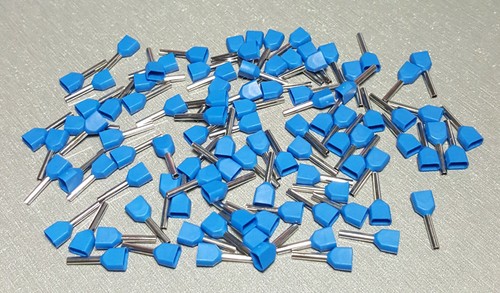 25/50/100Pcs TE7510 20AWG 2*0.75mm² BLUE Insulated Dual Ferrule ...