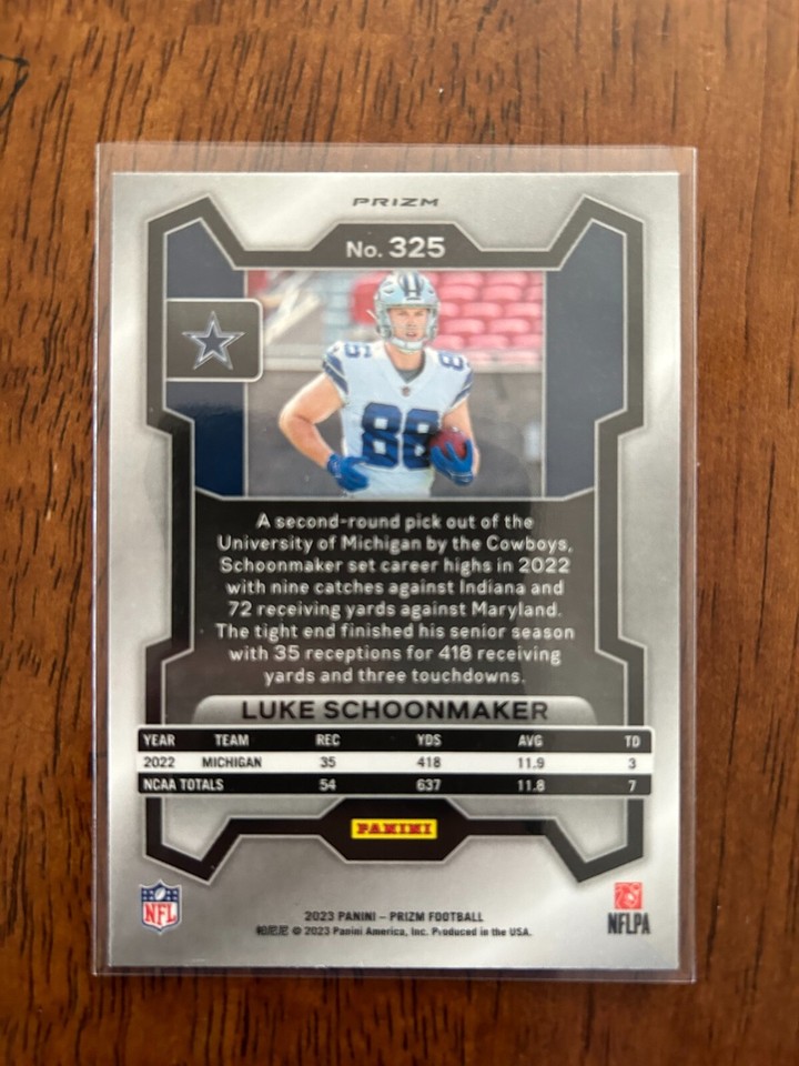 2023 Panini Prizm Green Pulsar LUKE SCHOONMAKER Rookie Card RC #325 ...