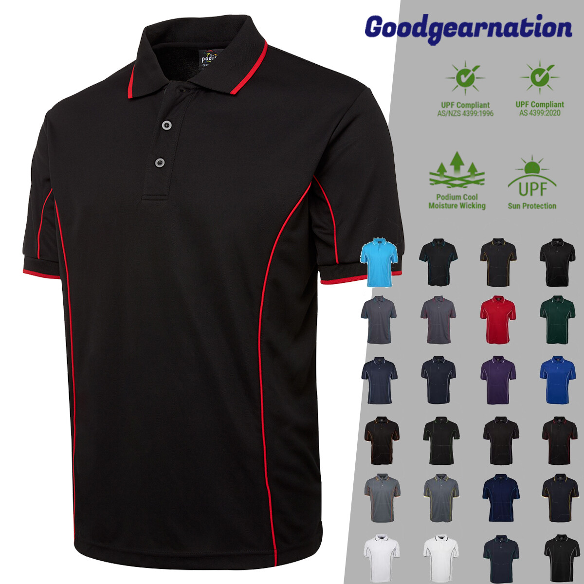 JB's Mens PODIUM PIPING POLO Shirt Sport Work Office Team 7PIP | eBay ...