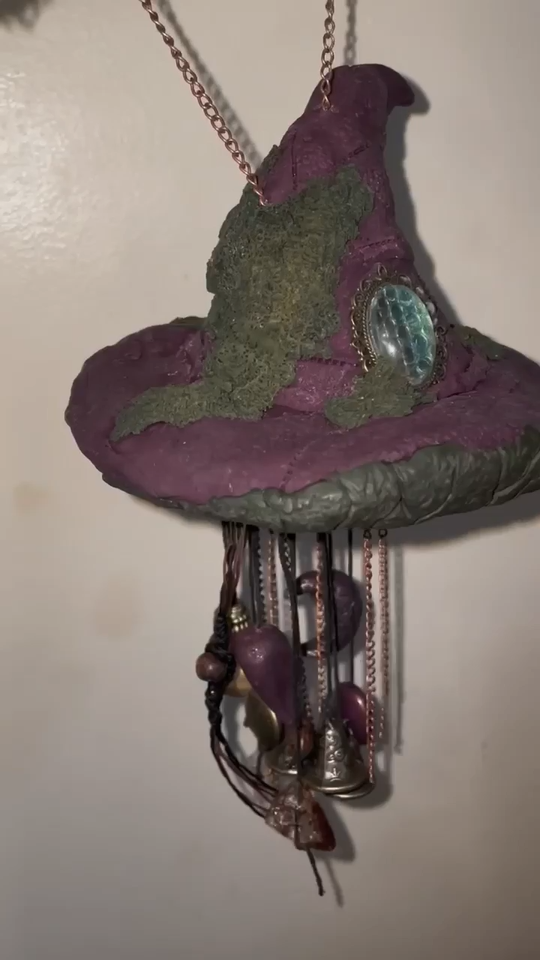 Witches Wind Chime Hat, Witches Bell Hat, handcrafted in polymer clay | eBay UK