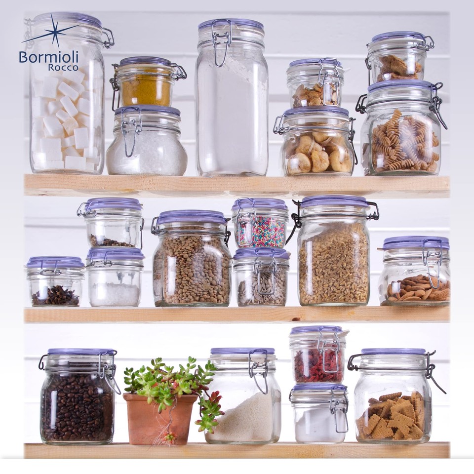 Fido Square Jar with Blue Lid 67.5-Ounce Clear 885483629258| eBay