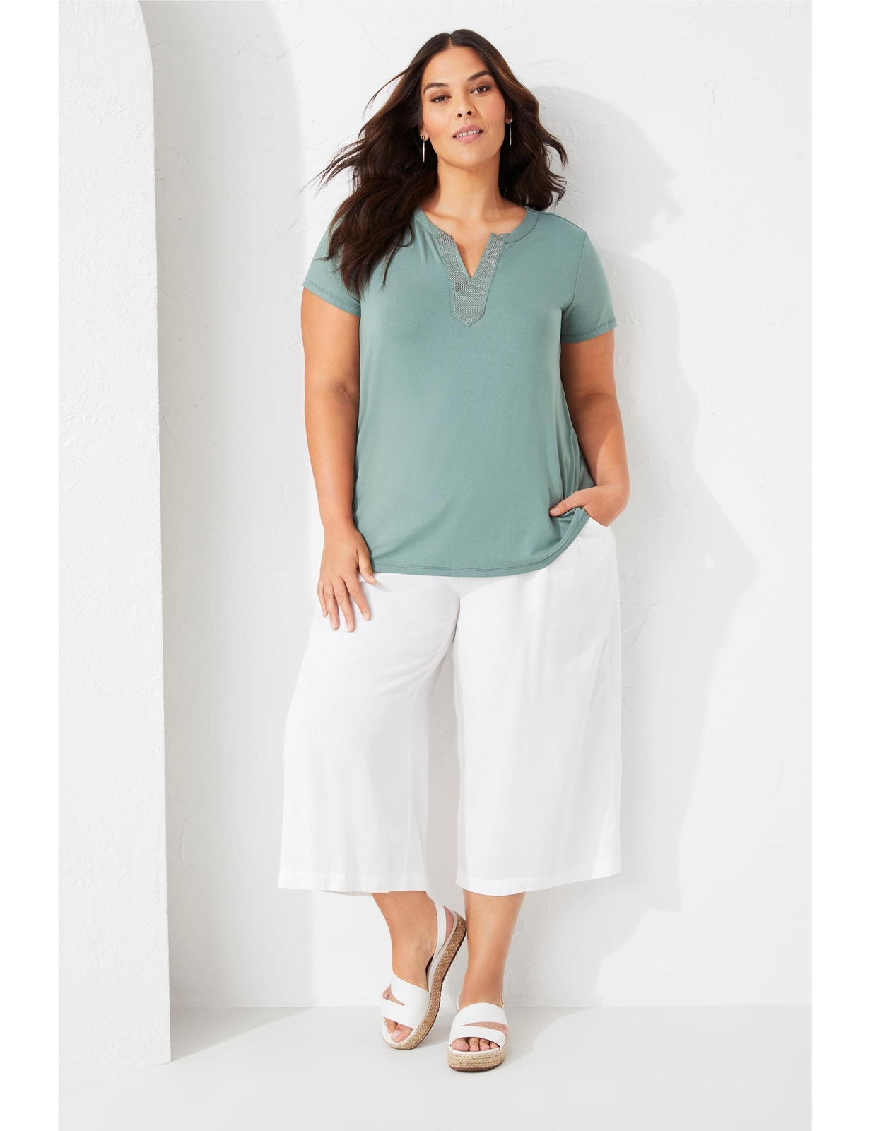 SARA - Plus Size - Womens Tops - Diamante Neck Knit Top | eBay