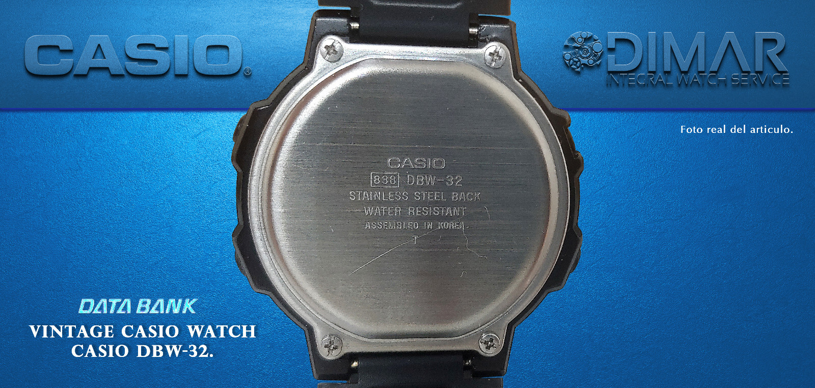 VINTAGE CASIO DATA BANK DBW-32- QW..838 KOREA, WR.100m. AÑO 1989. | eBay