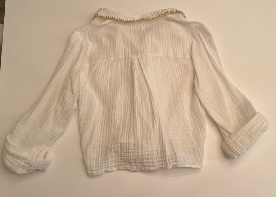 Natural Life Women’s Med Ivory Button-Up Gauze Crop Top Shirt Beachy ...