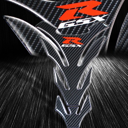 Real Carbon Fiber Tank Pad+6" 3D Logo+GSXR Gixxer Emblem Sticker Kit ...