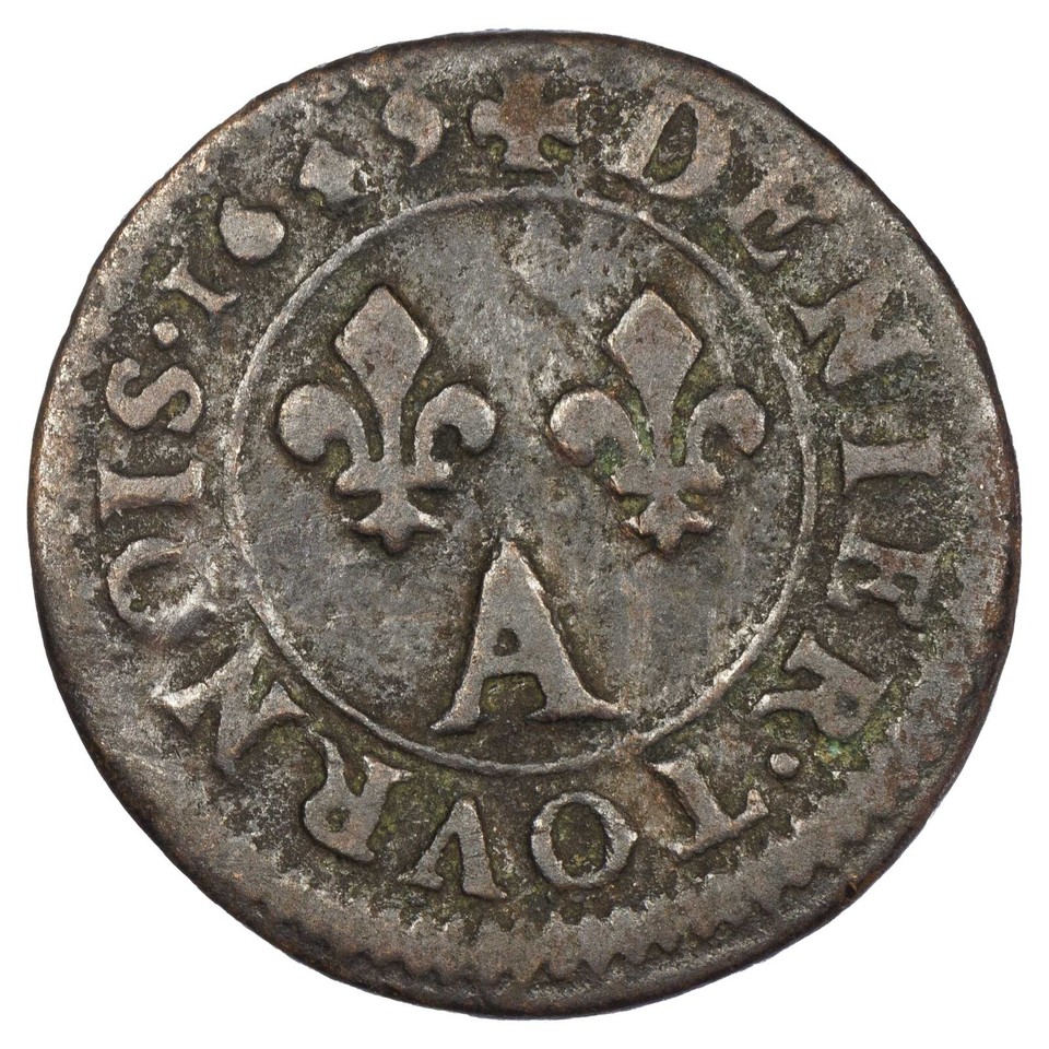 France - Louis XIV - Denier Tournois 1649 in Paris Copper Dy.1586 GadR ...