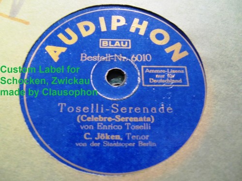 1930 CARL JOKEN AUDIPHON Clausophon Record Leoncavallo Mattinata ...