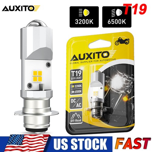 Motorcycle ATV UTV White & Amber T19 P15D LED Driving Headlight Head ...