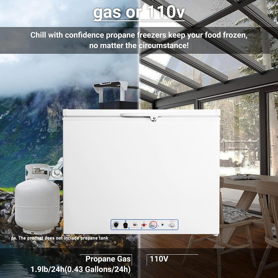 Deep Chest Freezer Food Storage LPG Gas Fridge Propane Refrigerator 7.1 ...