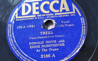 Donald Novis 78rpm Single 10-inch Decca Records #2186 Trees & The Song ...