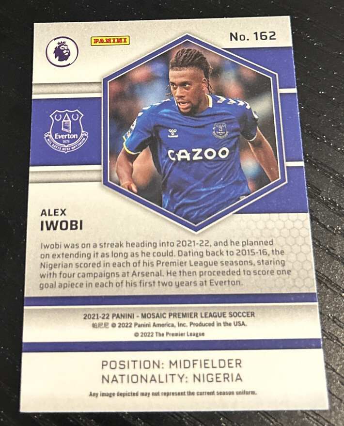 2021-22 Panini Mosaic Premier League Alex Iwobi | eBay