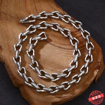 8MM HEAVY Solid 925 Sterling Silver Triangle Link Chain Necklace Mens ...