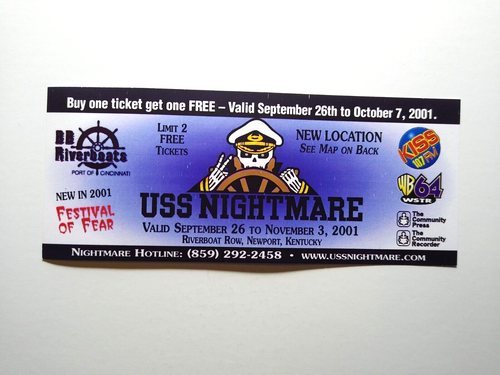 USS Nightmare Vintage Halloween Horror Event Ticket Old Stock Zombie ...
