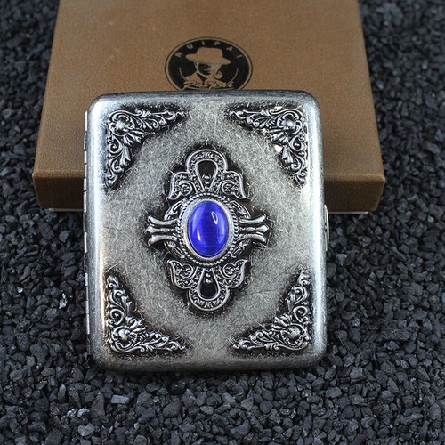 Vintage Metal Pockets Cigarette Case Holder Wallet Storage Double Sided ...