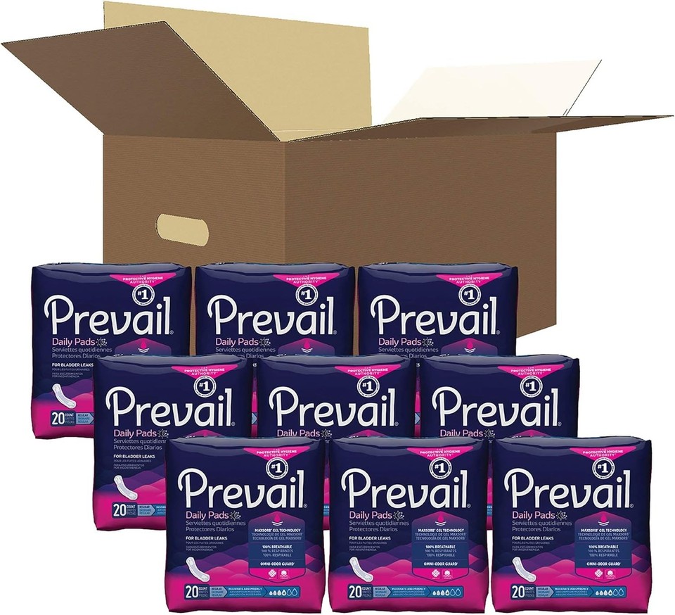 Prevail Daily Incontinence Pads Regular 9-1/4in Moderate Absorbency 180 ...