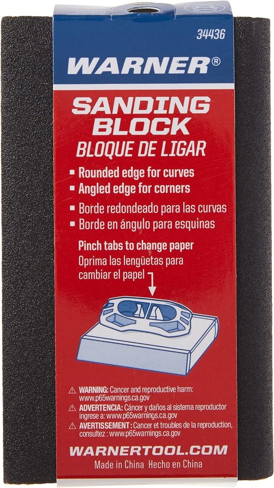 Warner Manufacturing Tool 34436 Sanding Block, Carded, in a Cut Carton ...