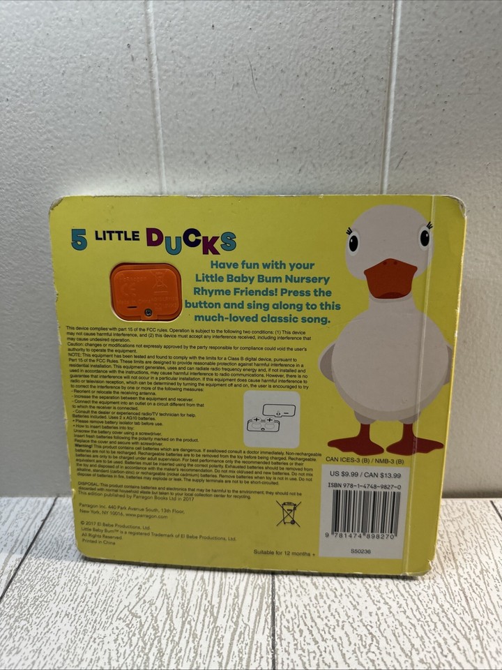 Little Baby Bum: 5 Little Ducks by Parragon Books Ltd (2017, Cardboard ...
