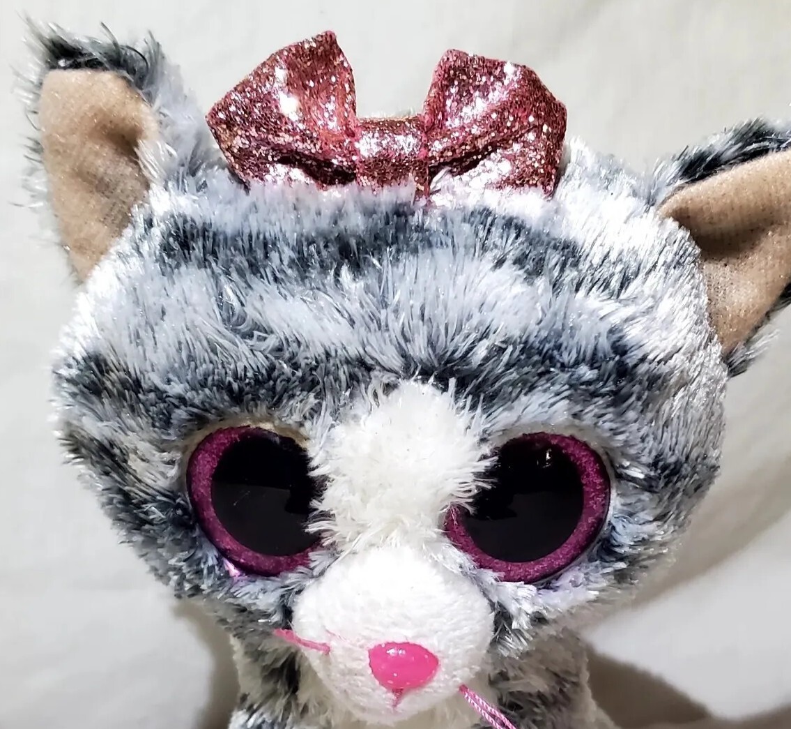 TY Silk Beanie Boos KIKI the Grey Tabby Cat Kitten Plush 6" Stuffed ...