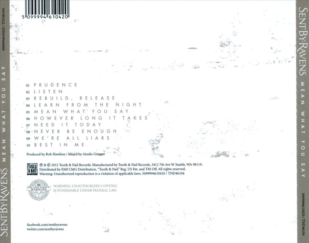 SENT BY RAVENS MEAN WHAT YOU SAY NEW CD 5099994610420| eBay