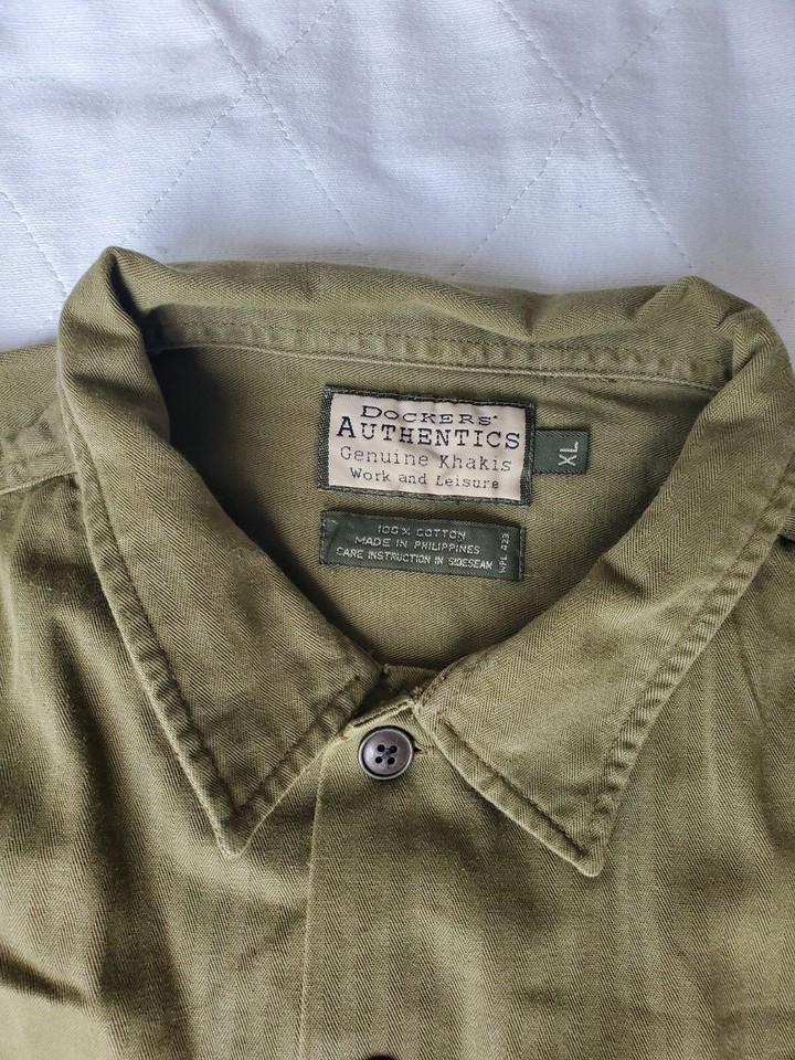 Size XL Men's - Dockers Authentics Genuine Khakis Military Style Button ...