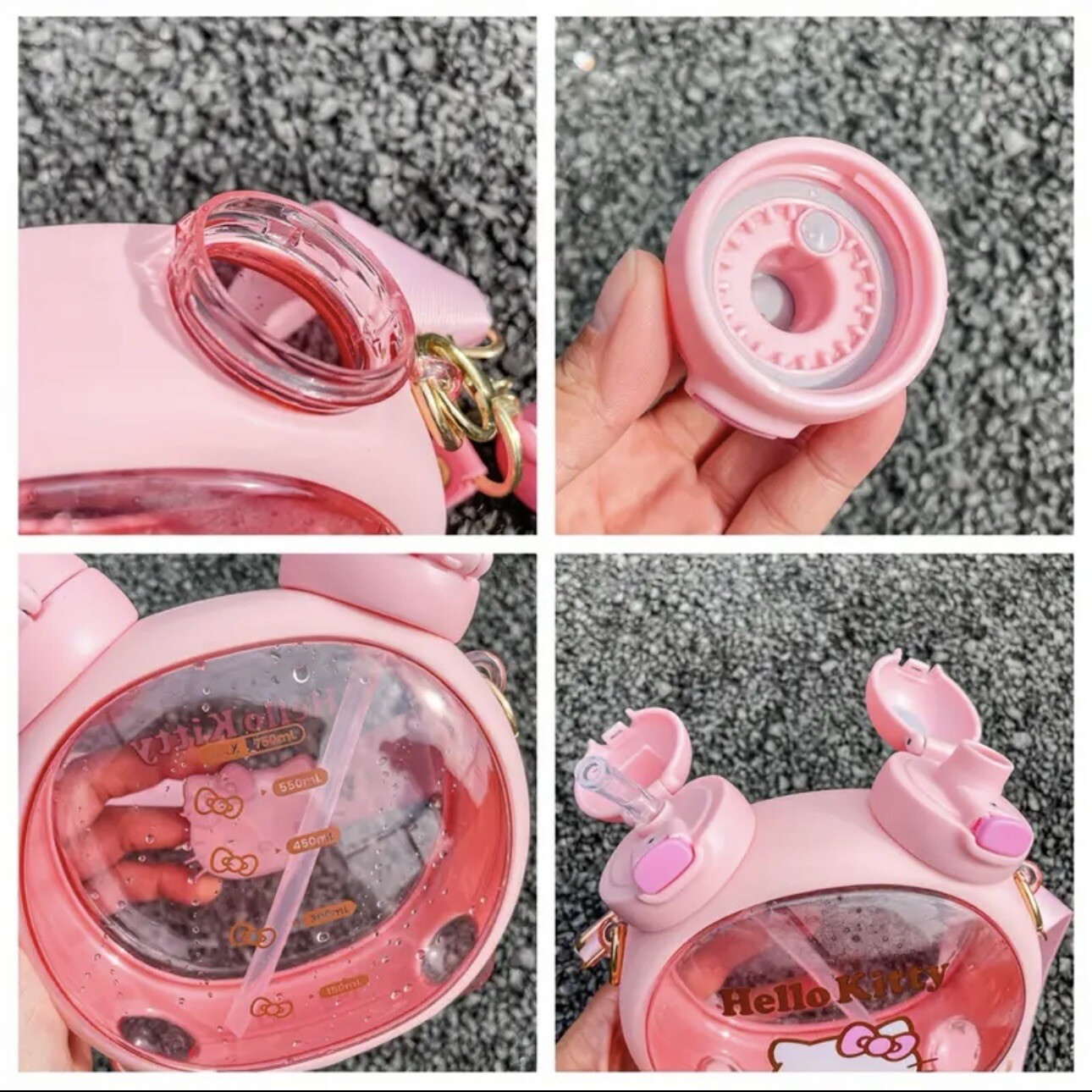 Sanrio Kuromi TwoWay Drinking Clock Shape Water Bottle Large Capacity ...