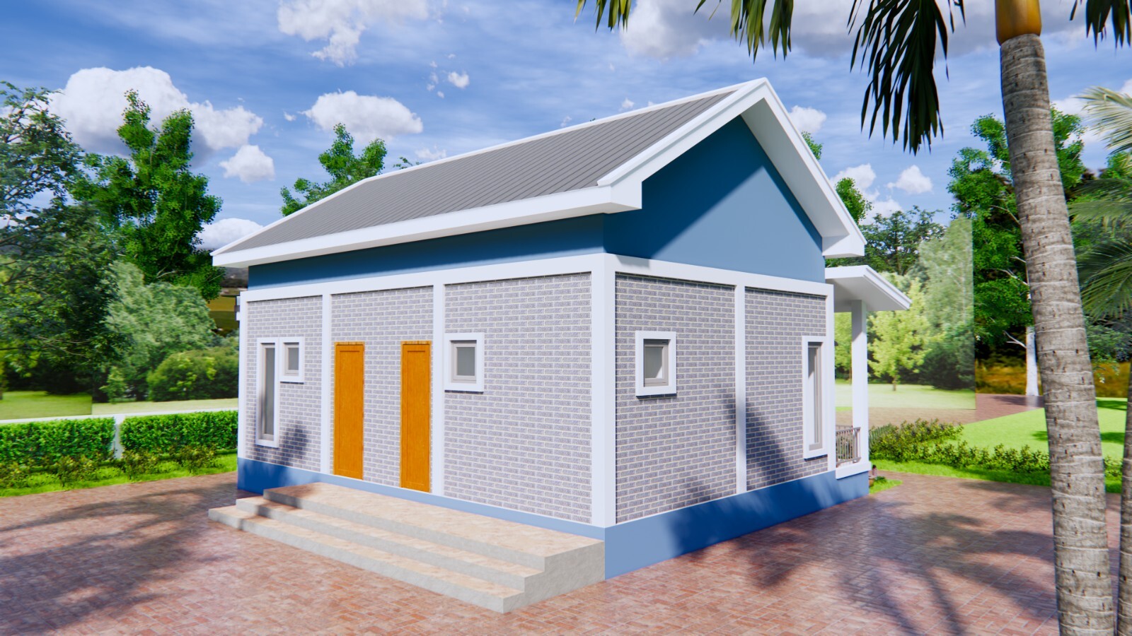 30x30 Feet Small House 9x9 Meter 2 Beds 2 Baths Gable Roof PDF & (A4 ...