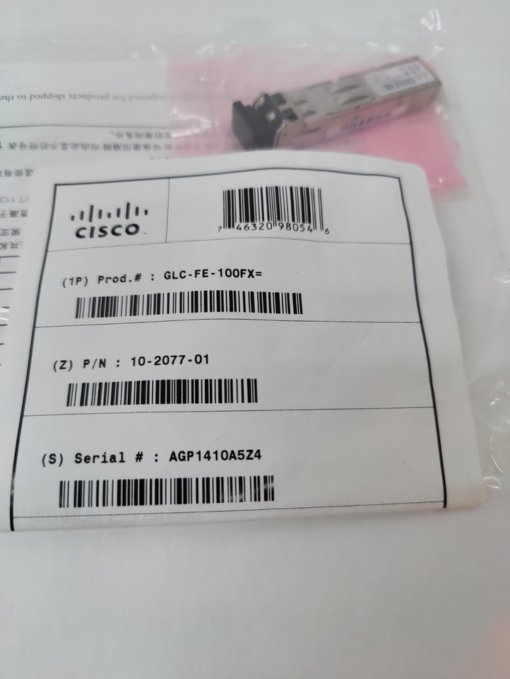 Lot of 2 New Cisco GLC-FE-100FX= SFP Transceiver Modules 10-2077-01 ...