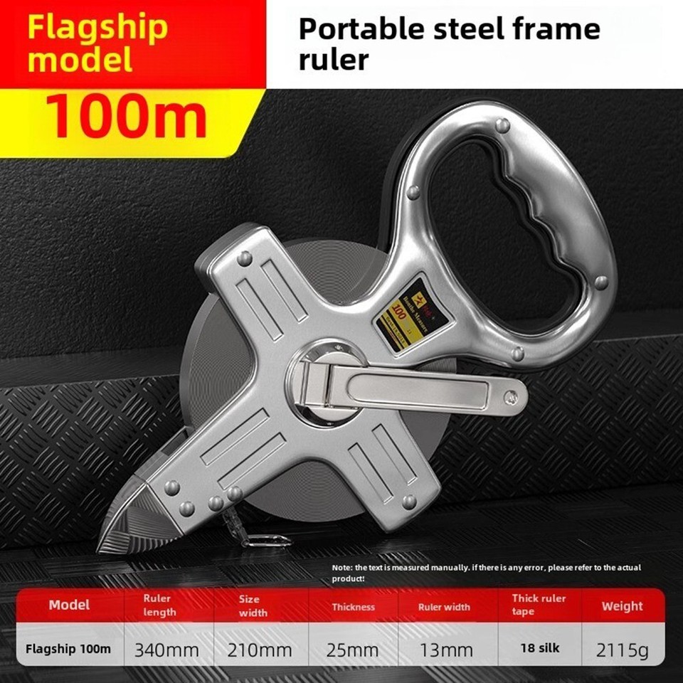 30M/50M/100M Portable Ruler with Fibre PVC Tape Measure Long Steel Tape ...