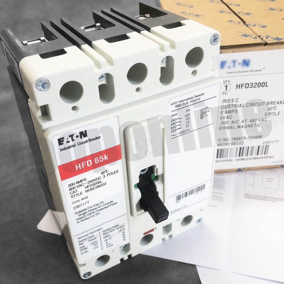 New HFD3200L Circuit Breakers for EATON HFD3200L 3 Pole 200 Amp 600V ...