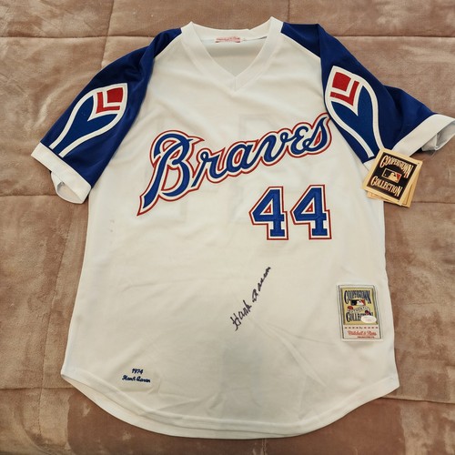 Hank Aaron Signed Mitchell & Ness Atlanta Braves Jersey HOFer PSA LOA ...