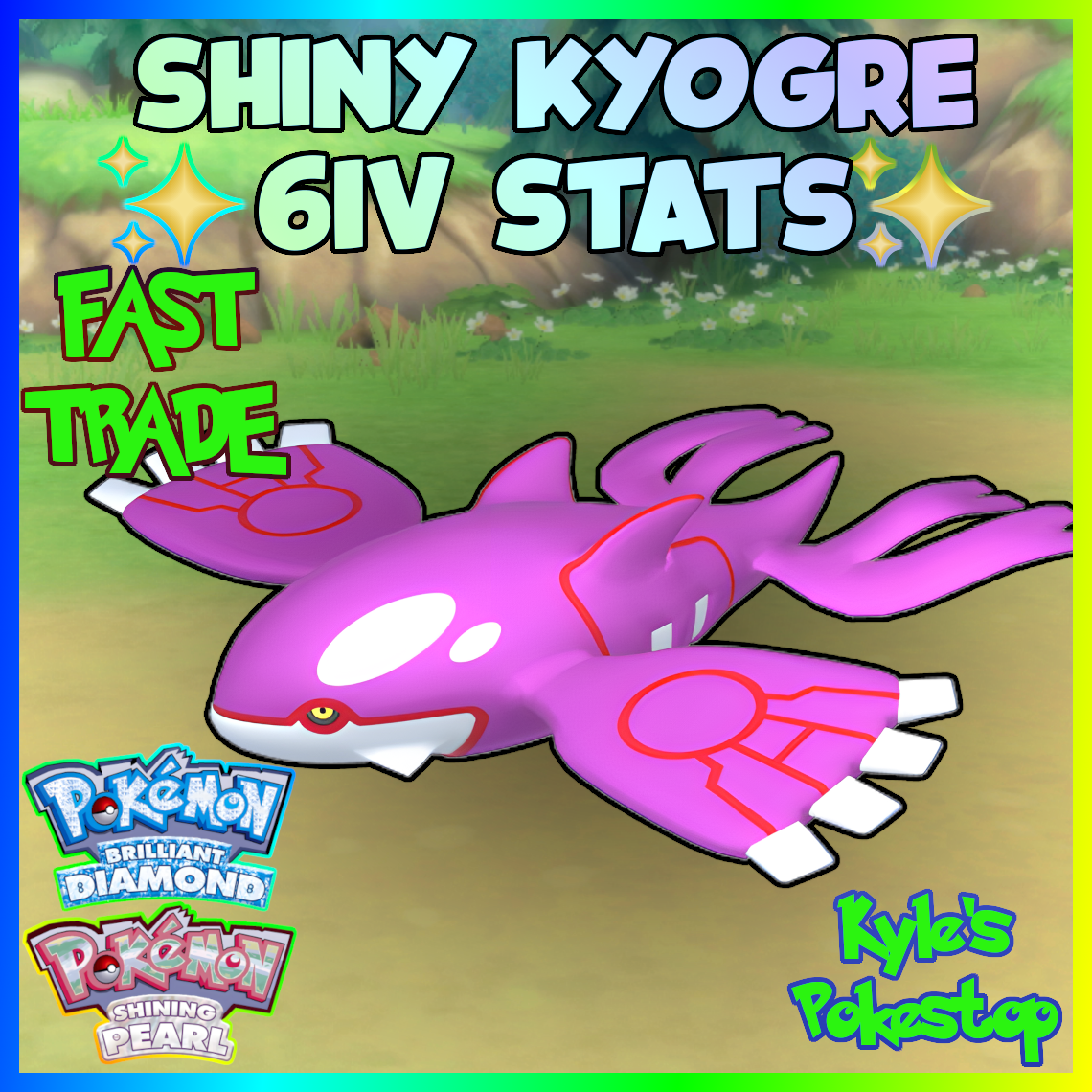 6IV Shiny KYOGRE Pokemon Brilliant Diamond & Shining Pearl BDSP EV'D ...