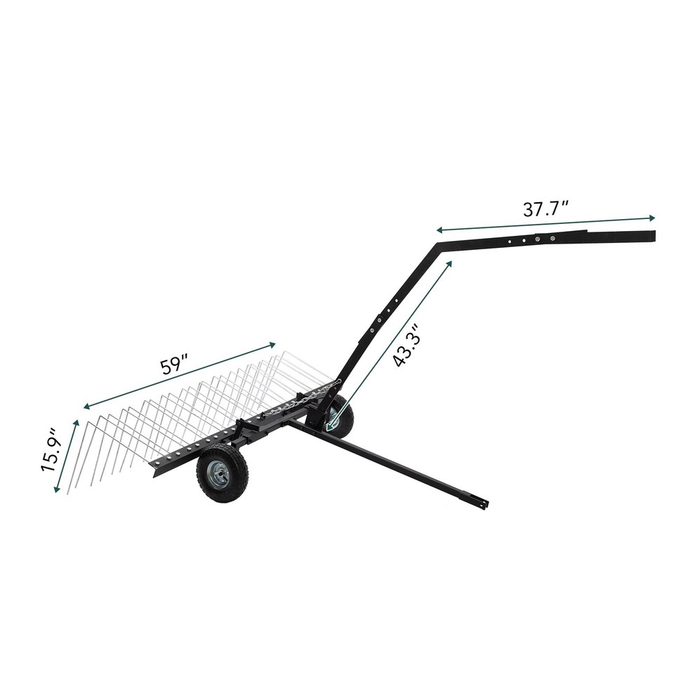 60" ATV Tow Behind Lawn Rake Durable and Rust-Resistant for Yards ...