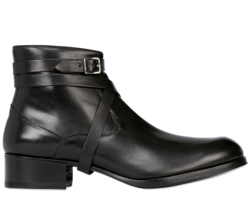 Handmade Men's Black leather high ankle boots, Wrap Around boots, All ...