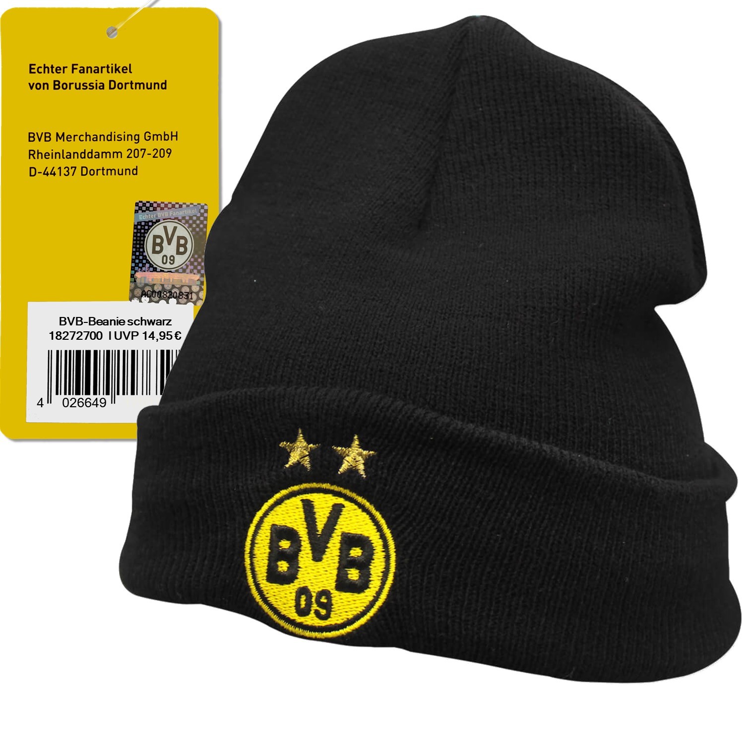 BVB Mütze Borussia Dortmund Beanie Wendemütze Bommelmütze Bommel ...