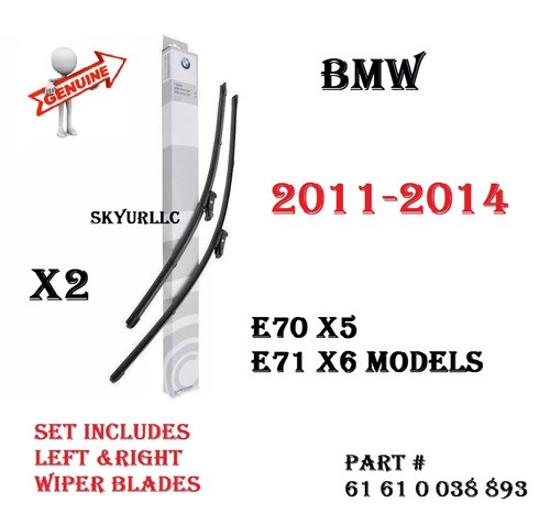2011-2014 BMW E70 E71 X5 X6 Front Windshield Wiper Blade Set GENUINE ...
