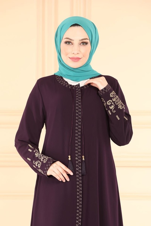 Embroidered Sleeves Abaya Dress Turkey Muslim Fashion Islam Clothing ...