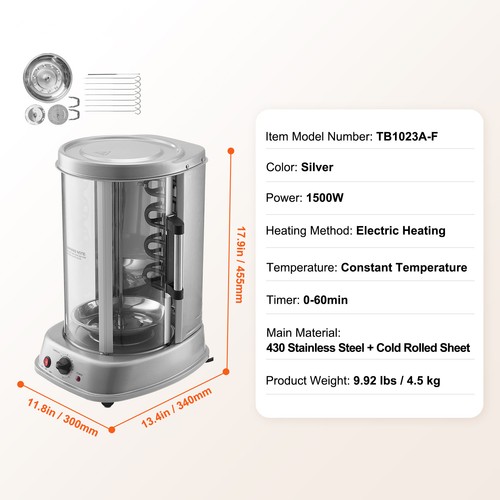 Stainless Shawarma Grill Machine Vertical Gyro Rotisserie Doner Kebab ...