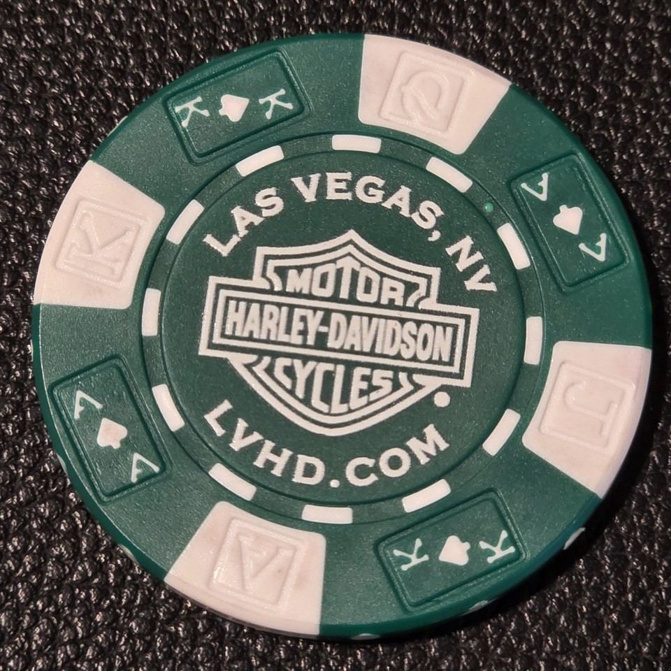 LAS VEGAS HD ~ NEVADA (Green AKQJ w/white stamp) Harley Davidson Poker ...