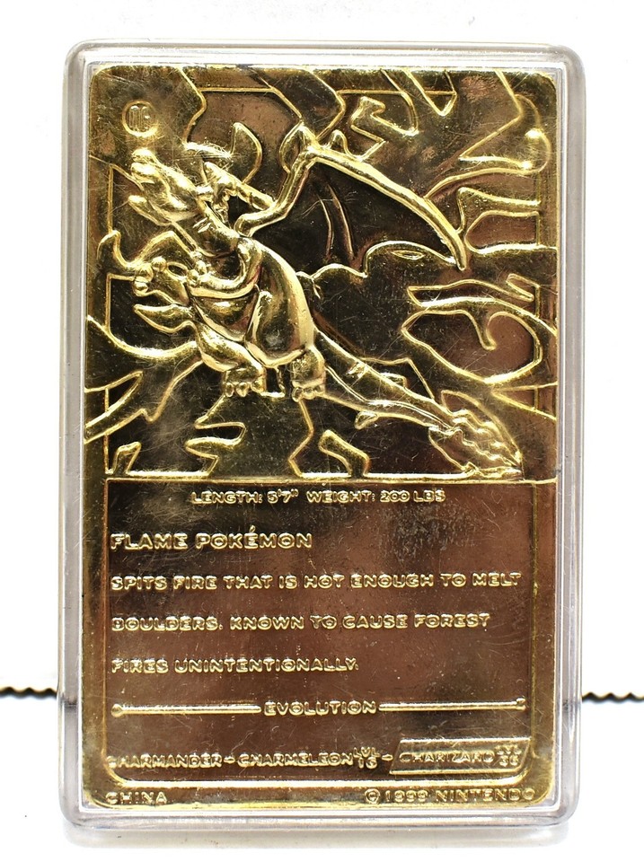 Pokemon 1999 Charizard 23K Gold-Plated Trading Card w/ Plastic ...