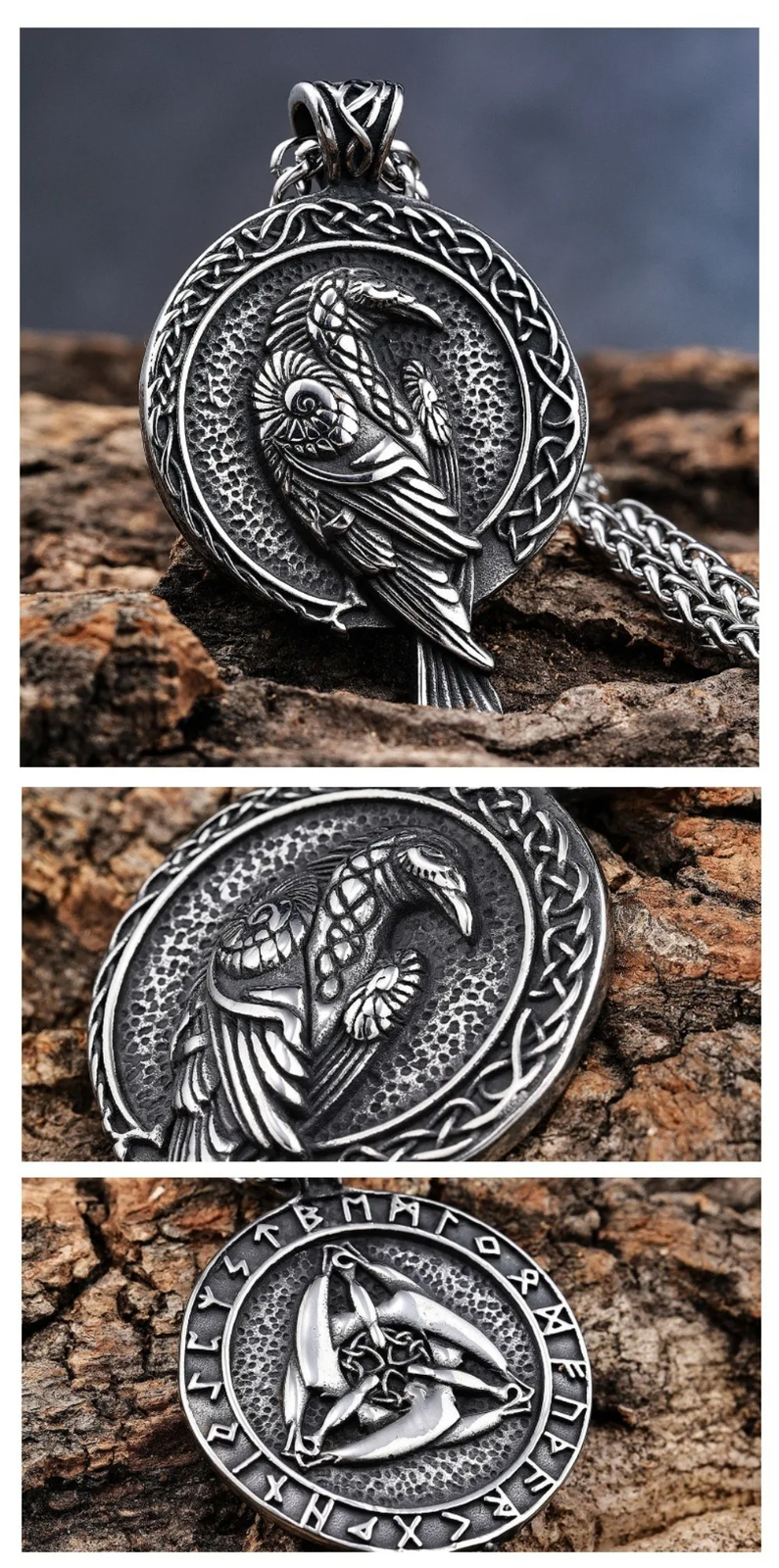 Personalized Viking Rune Eagle Pendant Stainless Steel Necklace ...