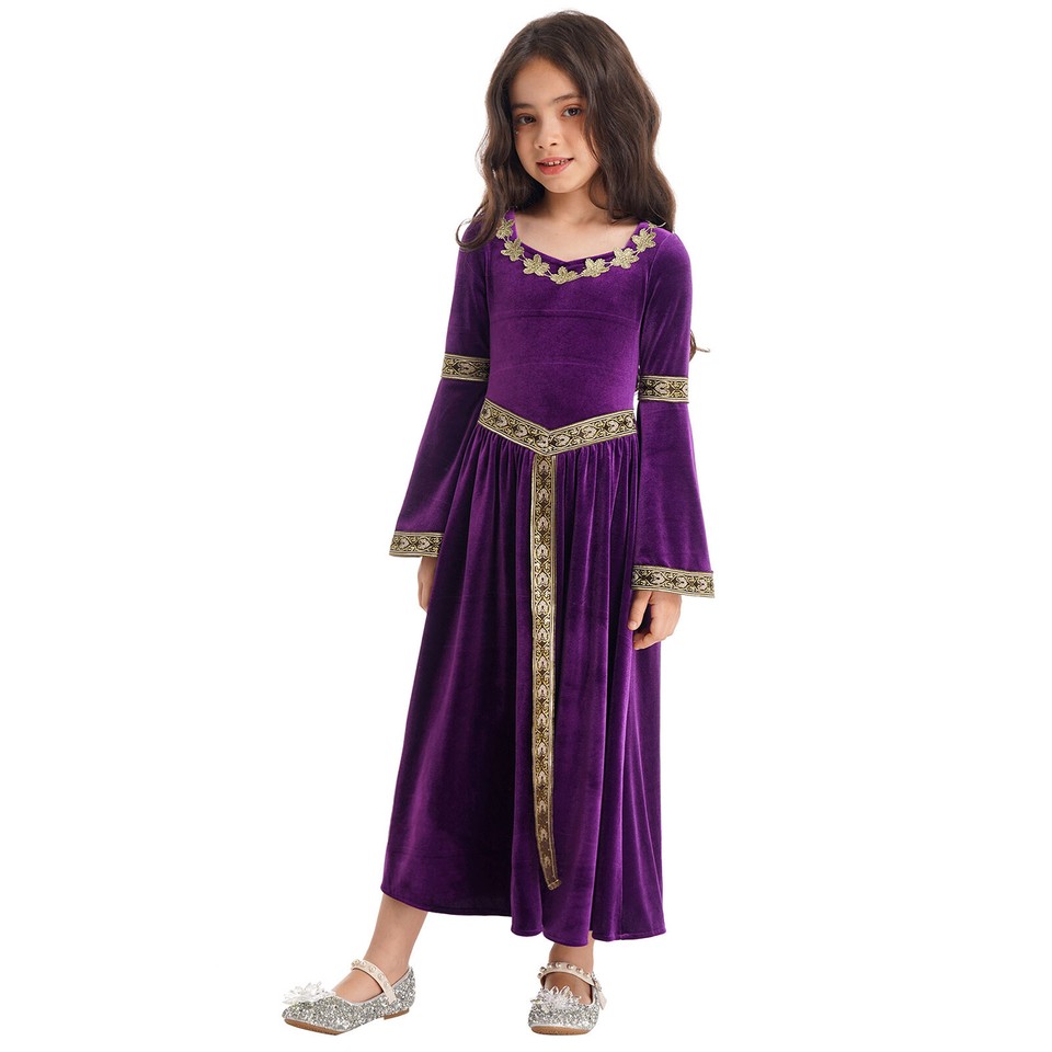 Kids Girls Costume Stage Robe Holiday Dresses Fairy Dress Up High Waist ...